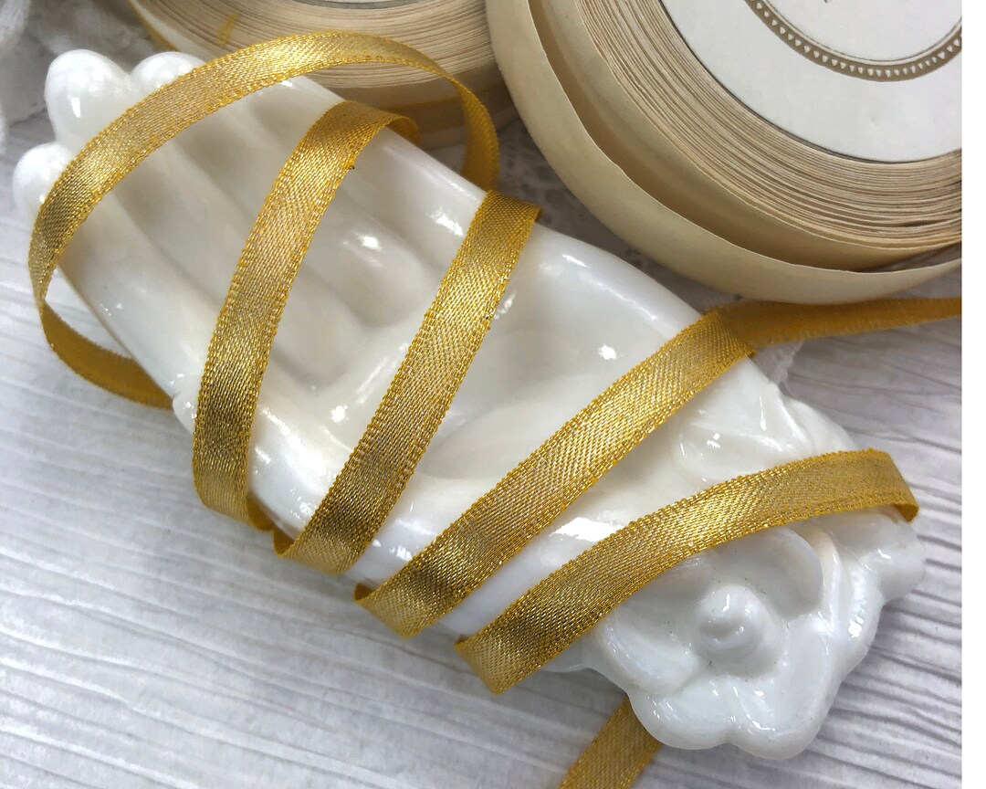 Vintage French Gold Tinsel & Cotton Ribbon Trim, LAST - 1/4" Wide ...