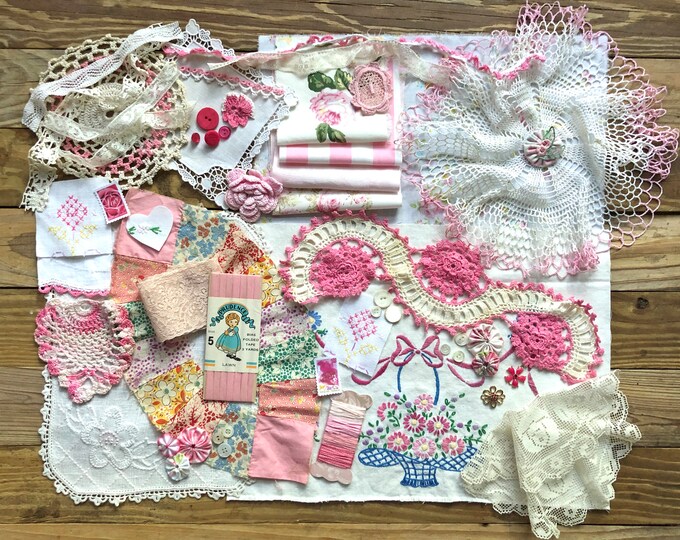 Mega Pink Slow Stitch Inspiration Collection...fabric Art - Etsy