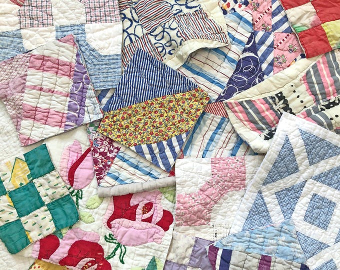 Vintage Cutter Quilt Remnants, Fragments, Scraps, Blocks, Handmade ...