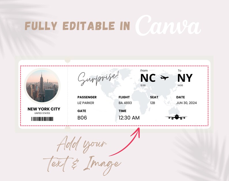 DIY Beige Boarding Pass Template Custom Passport Invite Airline Ticket ...