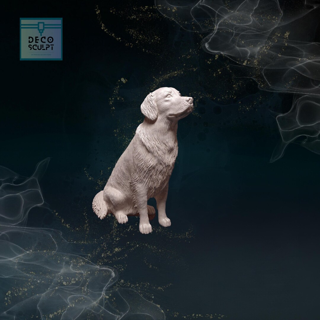 Unique 3D Golden Retriever Figurine - Realistic 3D Golden Retriever ...
