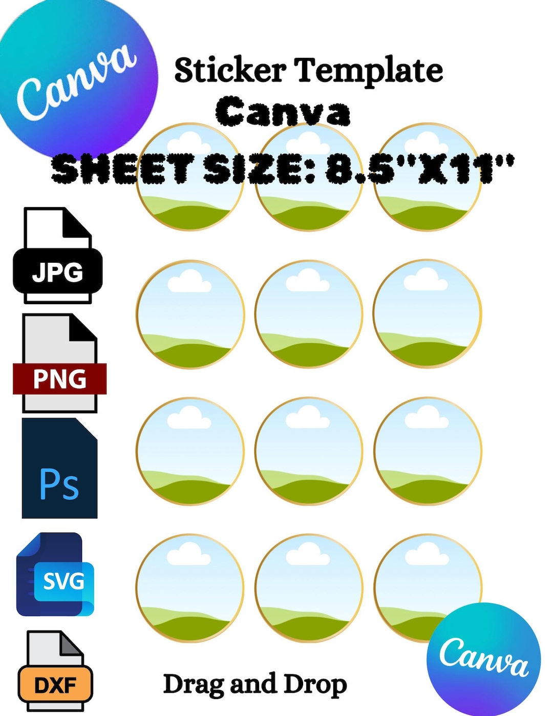 Editable Gold Circle Template, Gold Boarder, Stickers, Button Makers, 2 ...