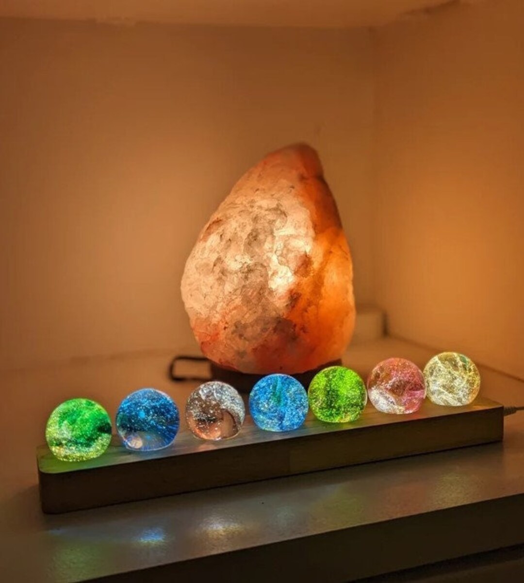 Galaxy Light up Marble Glass Lamp Planets Solar System Space Night ...