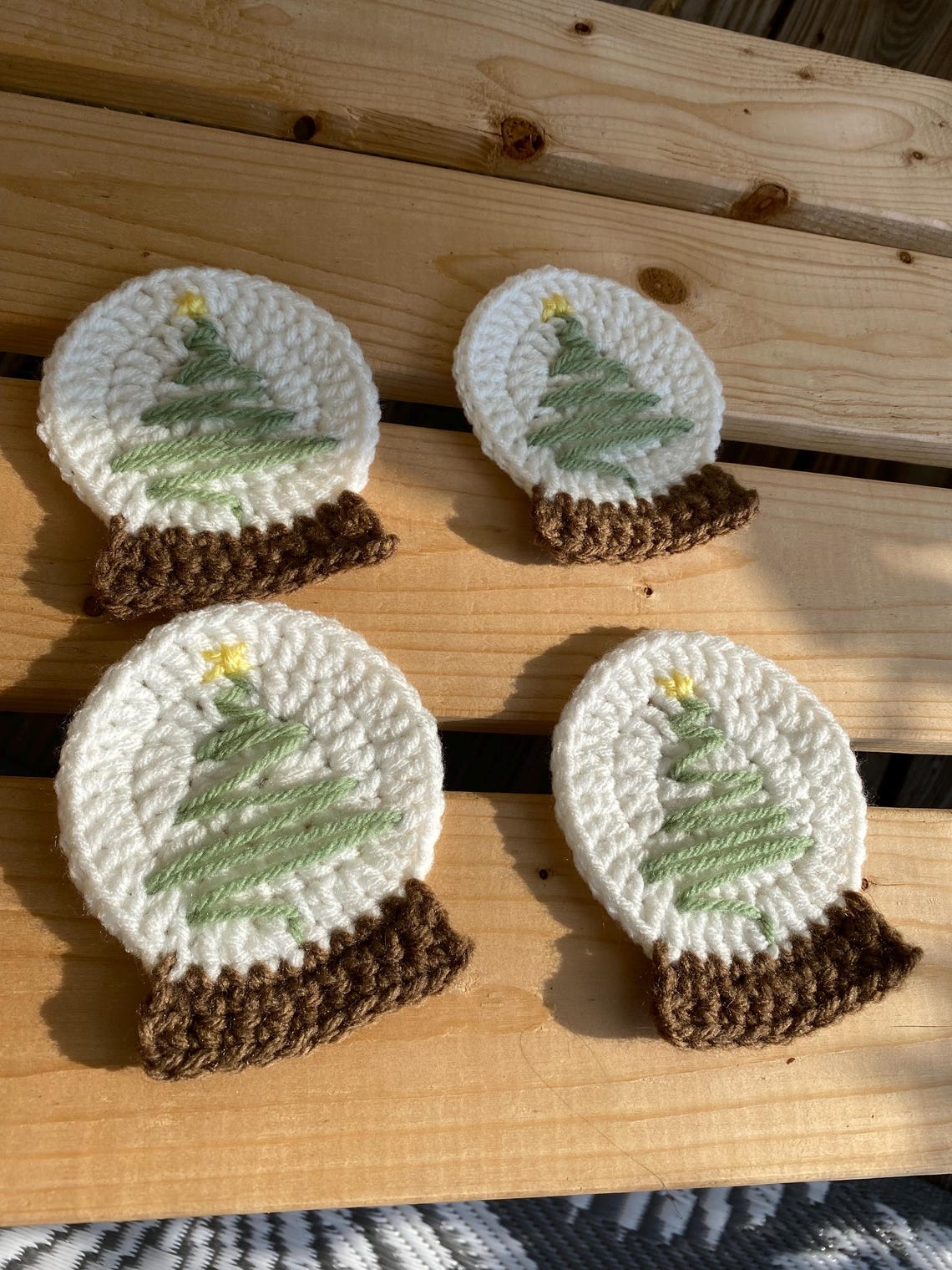 Crochet Winter Coaster Snowglobe Christmastree - Etsy