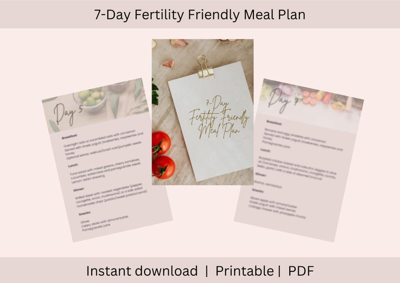 7 Day Fertility Friendly Foods Meal Plan, Shopping List and Nutritional ...