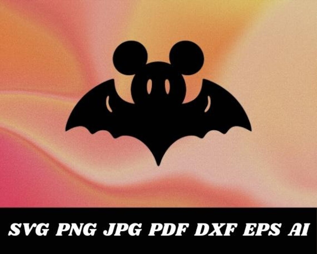 Buy Mickey Mouse Bat Silhouette SVG Halloween Design Digital Download ...