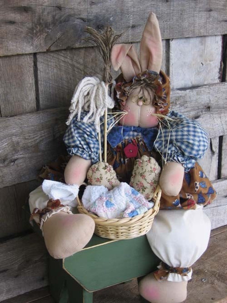 Country Primitive Hezzie Hare Bunny E Pattern - Etsy