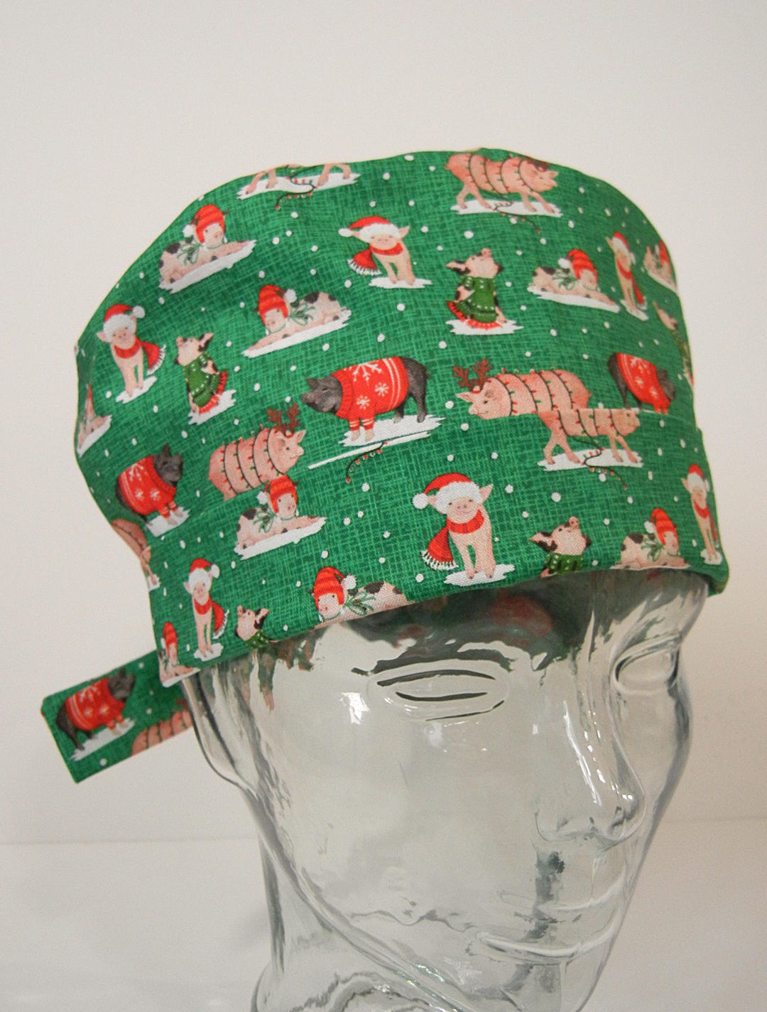 Tie Back FOLDING BAND Medical Surgical Scrub Hat With Funny Farm ...