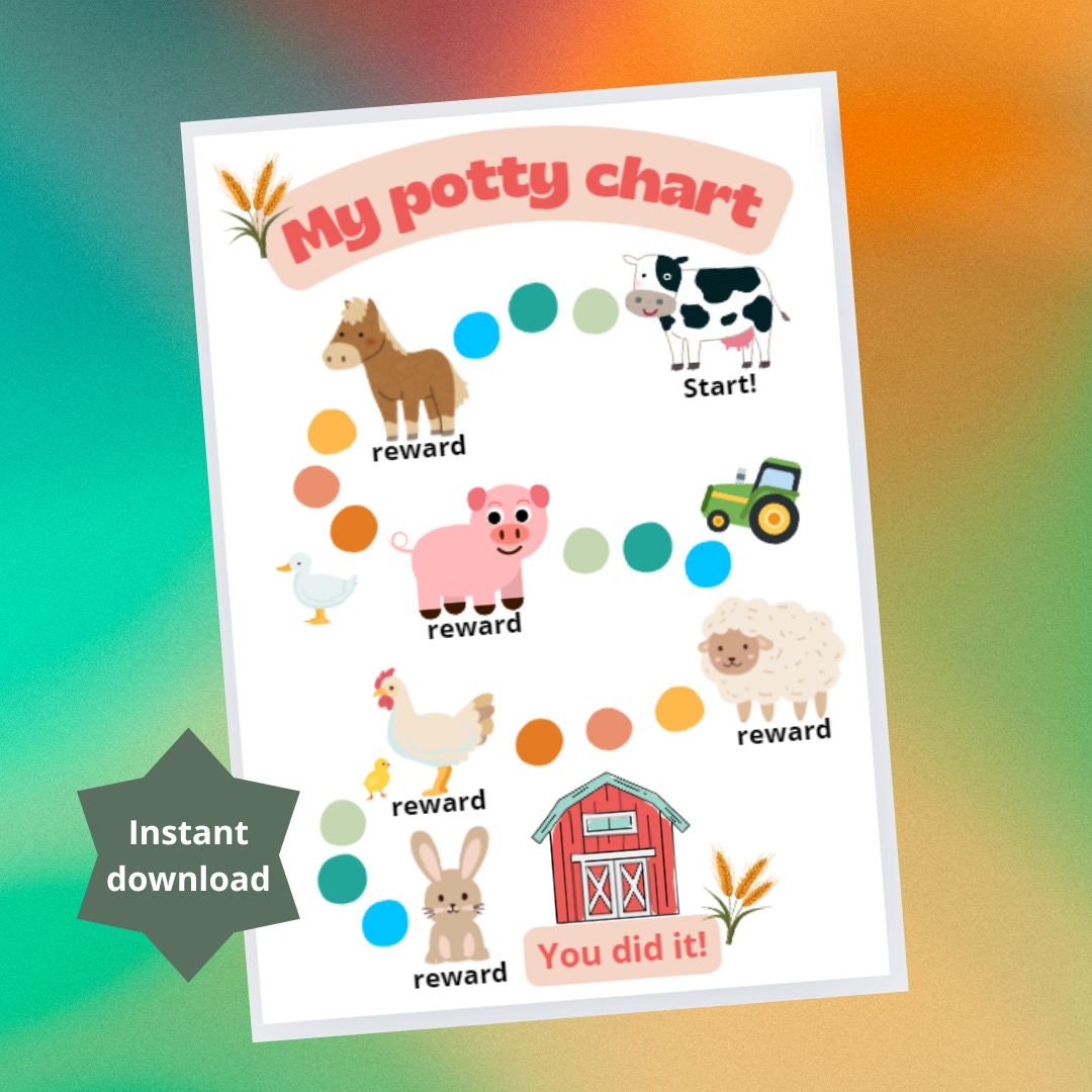 Printable Potty Chart, Farm Animals Potty Chart, Farm Potty Training ...