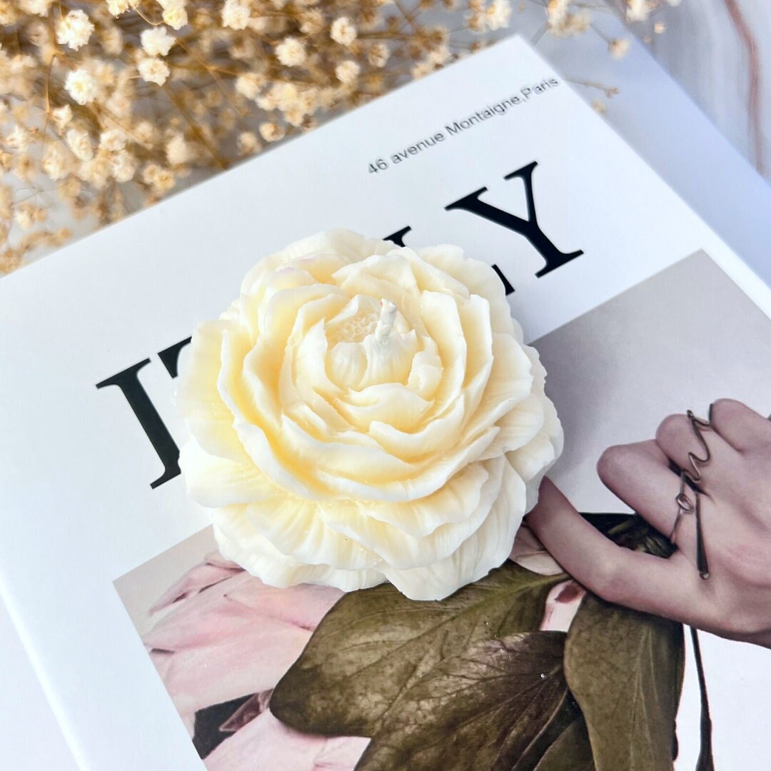 Peony Flower Candle | Handmade Soy Wax Decor Candle | Vegan, Eco ...