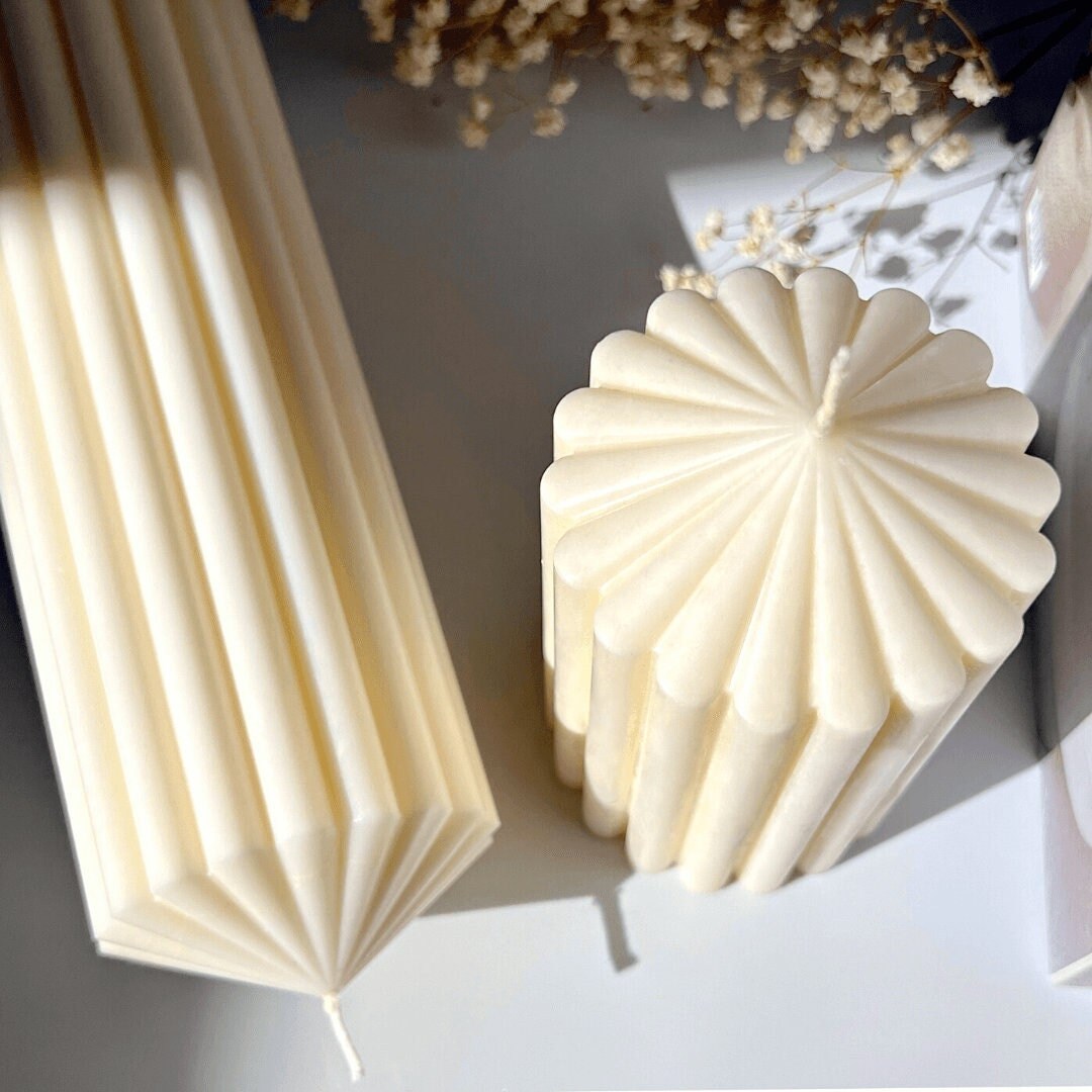 Pillar Ribbed Candles, Large Pillar Candle, Decorative Soy Pillar ...