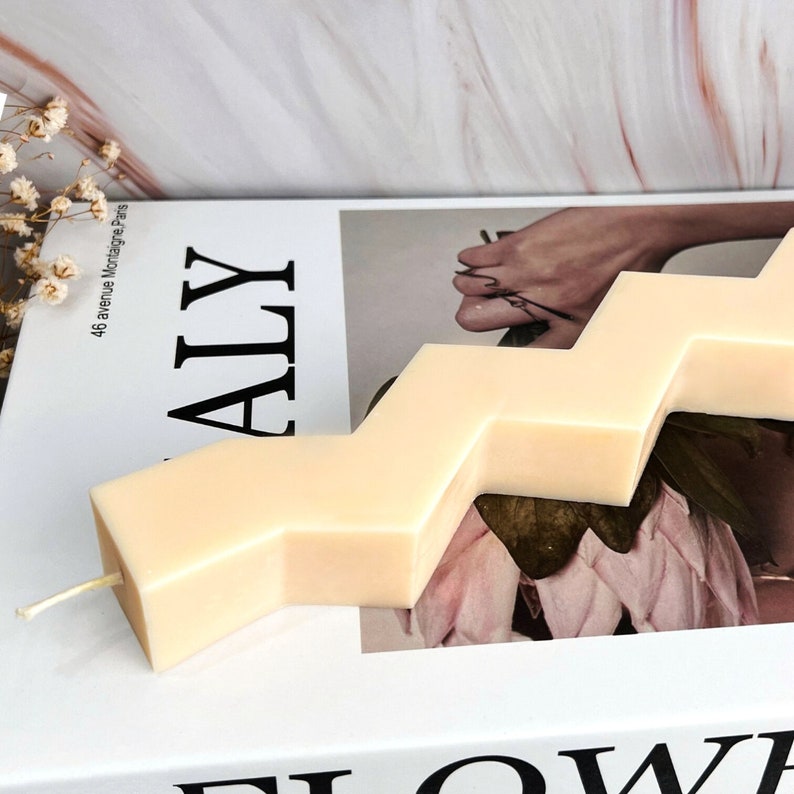 Zig Zag Handcrafted Soy Wax Candle - Handmade Decorative Candle, Unscented Soy Candle, Eco ...