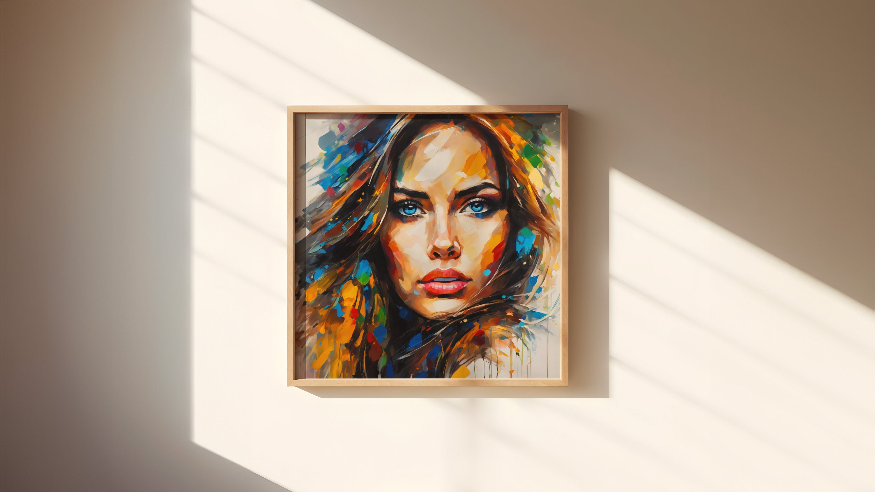 Abstract Girl’s Portrait, Digital Painting, Bold and Vibrant Colors ...