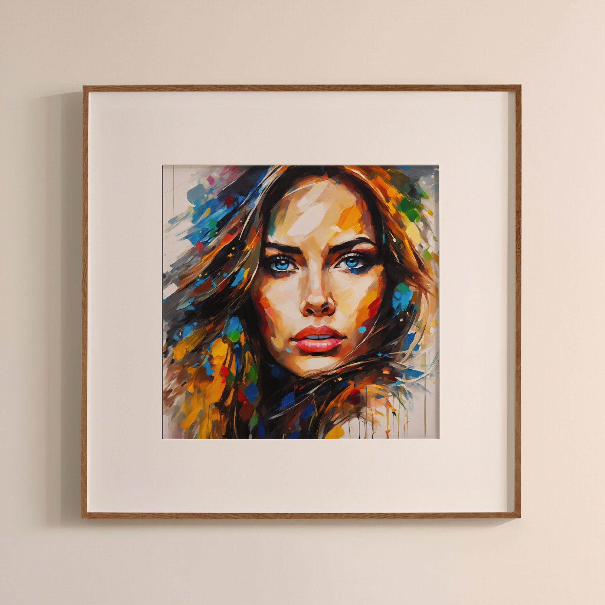 Abstract Girl’s Portrait, Digital Painting, Bold and Vibrant Colors ...