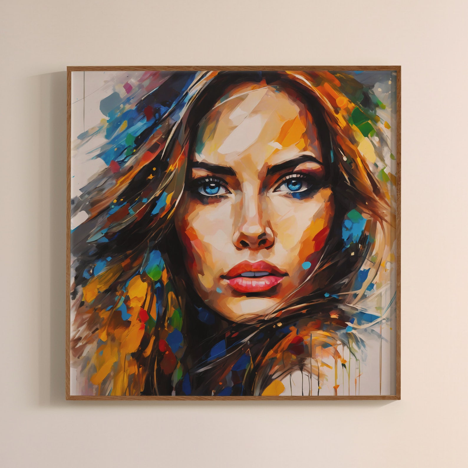 Abstract Girl’s Portrait, Digital Painting, Bold and Vibrant Colors ...