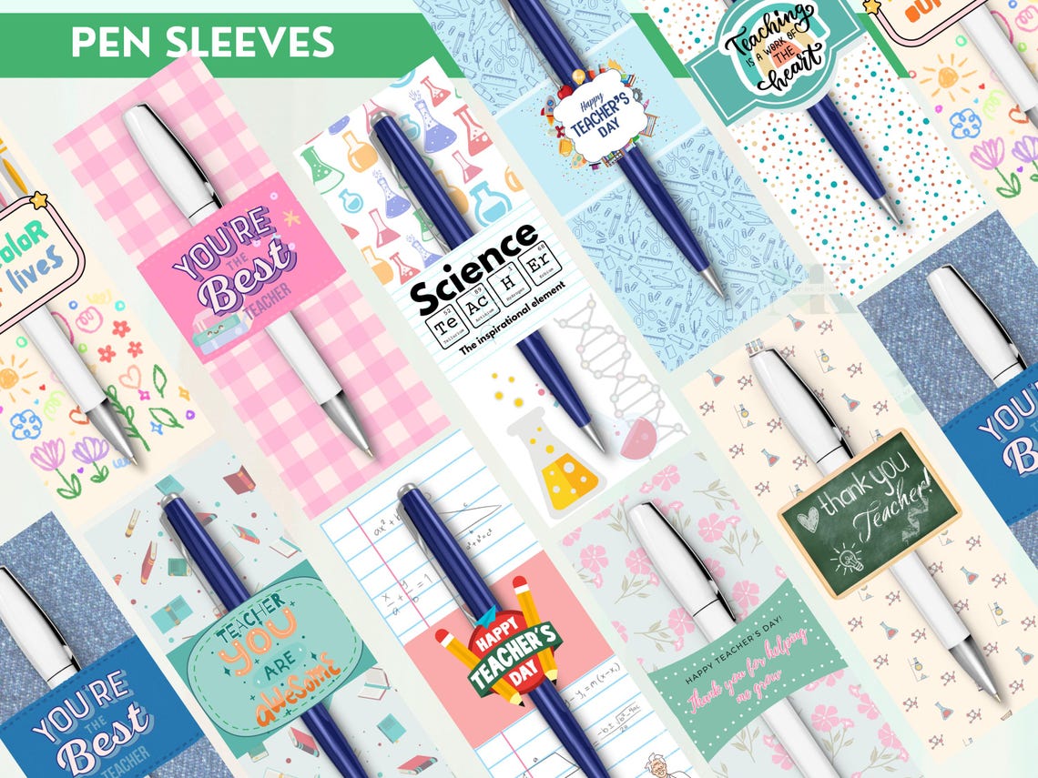 Teacher's Day Printable Bundle Editable Templates Chip Bag Pen Sleeve ...