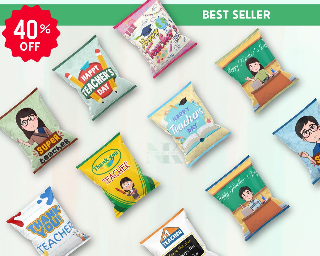Teacher's Day Chip Bag Template, Customizable Gift (PDF) - Etsy