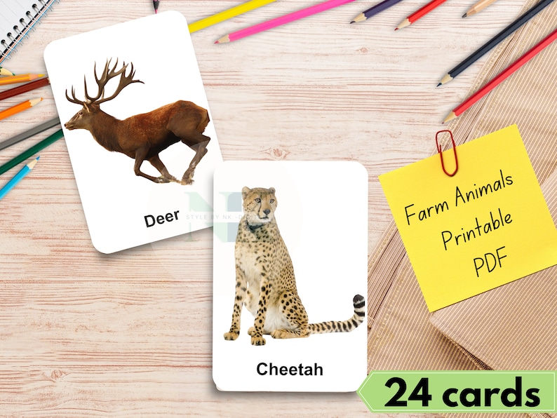 Wild Animals Flash Cards Educational Printable for Kids Learn Farm ...