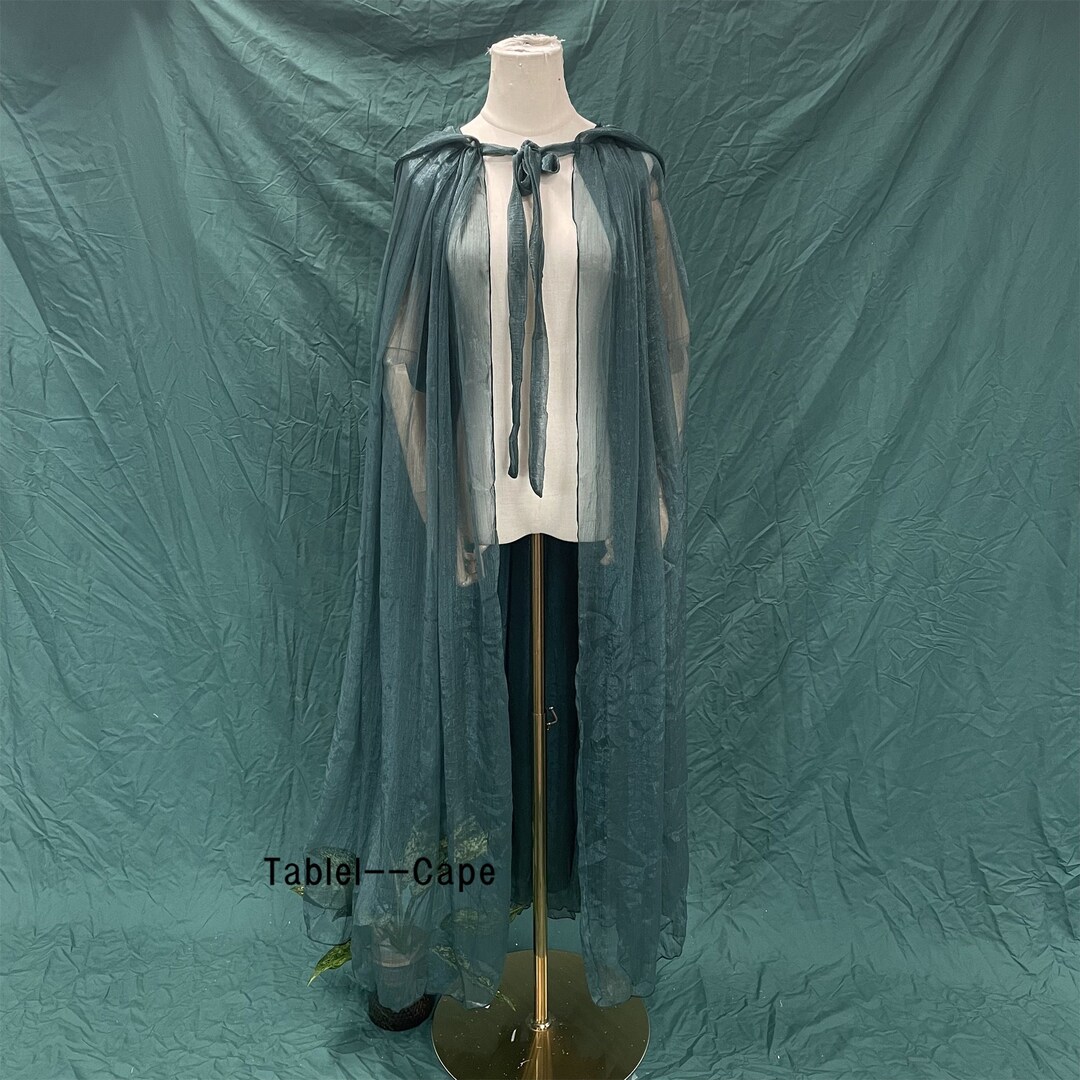 Dark Green Cape, Chiffon Hooded Cape, Flowing Cape, Dancing Cape for ...