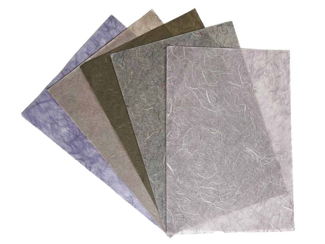 Mulberry Washi Paper Pack, A4 Size, Thin Unryu Sheets in 5 Purple ...