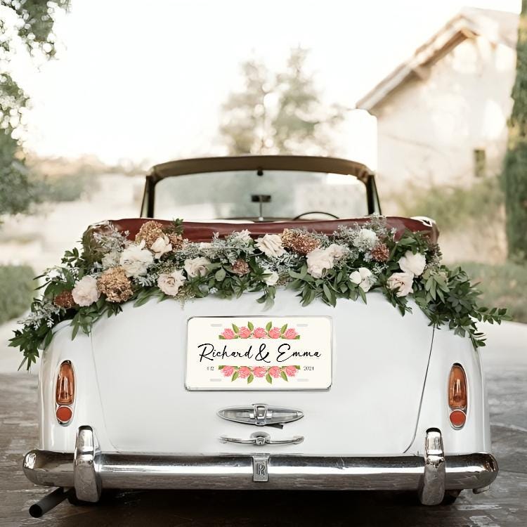 Custom Wedding License Plate, Just Married Car Tag, Personalized ...