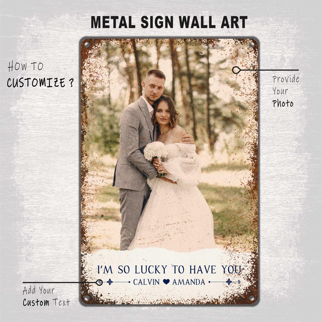 Couples Anniversary Personalized Photo Metal Sign, Custom Wedding Wall ...