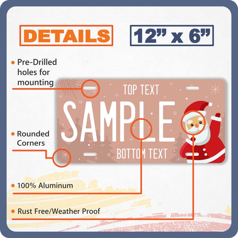 Personalized Santa Claus License Plate, Custom Holiday Vanity Car Plate ...