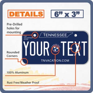 TENNESSEE License Custom Plate for Car, Truck, Motorcycle and Bicycle ...