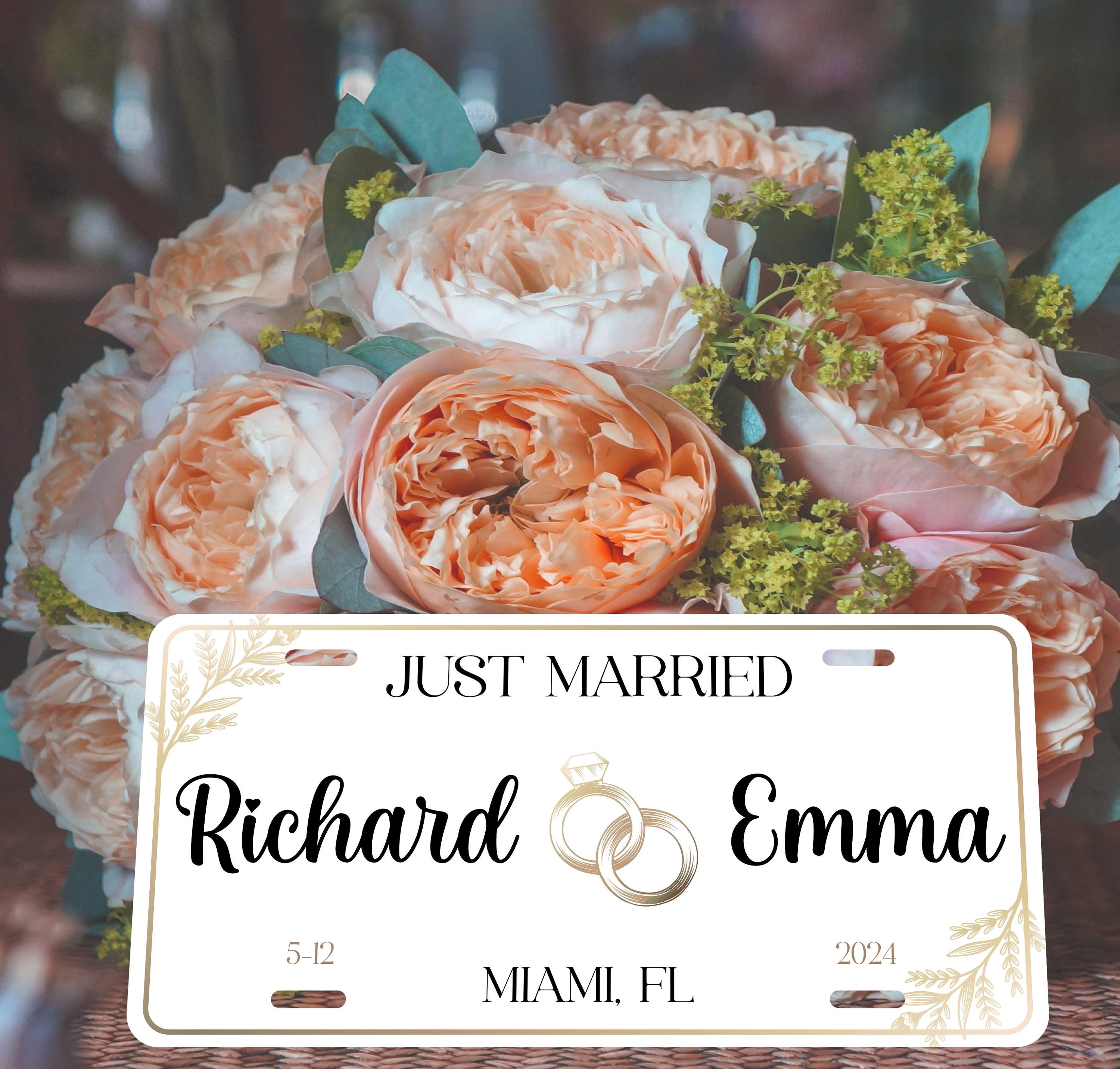 Custom Wedding License Plate, Just Married Car Tag, Personalized ...