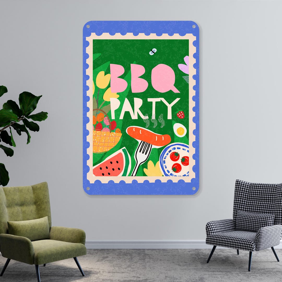 Retro BBQ Party Aluminum Sign – Summer Picnic Plaque and Grill Wall ...