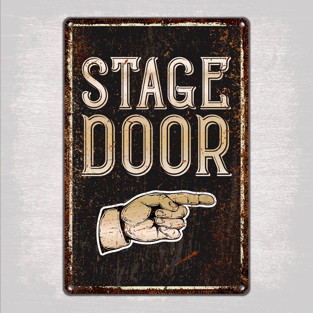 Stage Door Aluminum Sign, Vintage Hand Pointer Wall Plaque for Garage ...