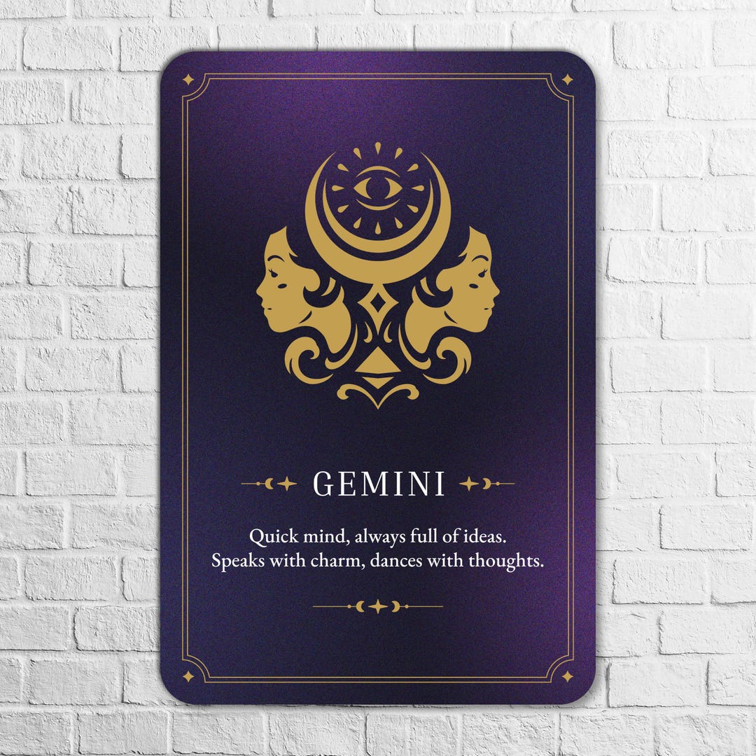 Gemini Zodiac Sign Metal Wall Art, Astrology Birthday Gift for Gemini ...