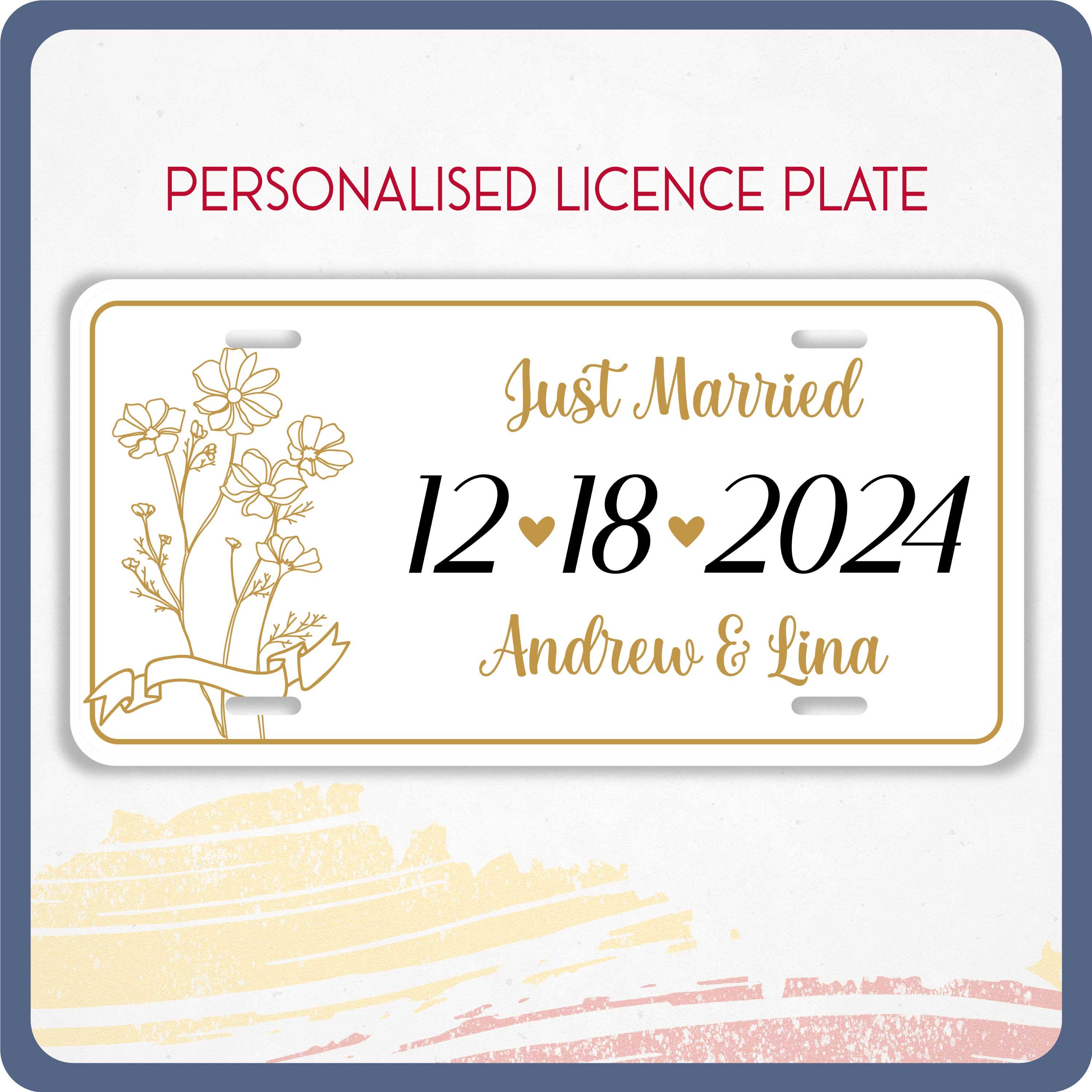 Custom Wedding License Plate, Just Married Car Tag, Personalized ...