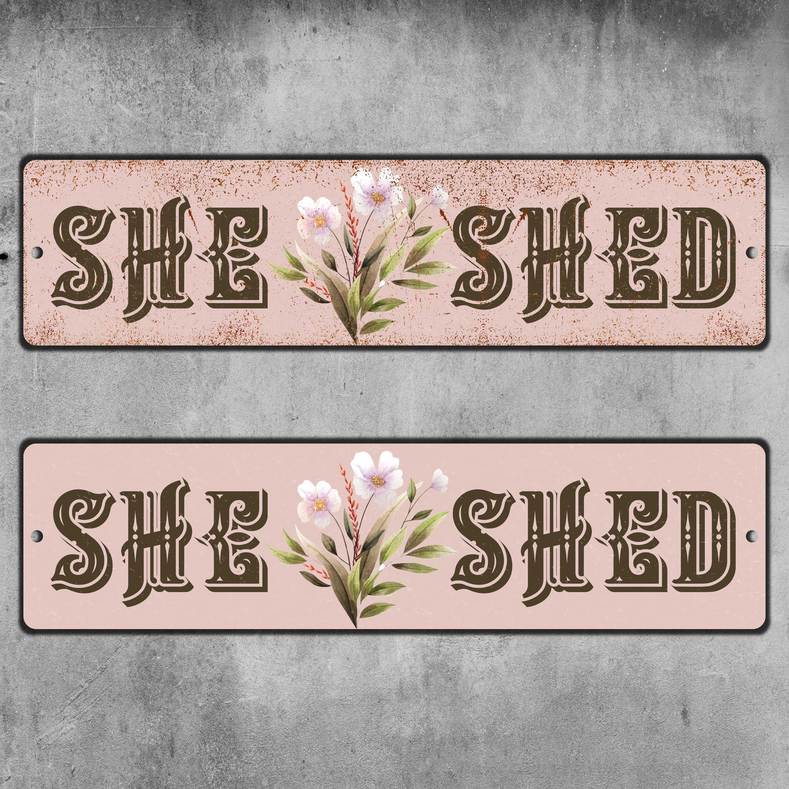 Custom She Shed Metal Sign, Retro Floral Name Plaque for Garden or Home ...