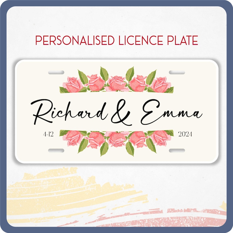 Custom Wedding License Plate, Just Married Car Tag, Personalized ...