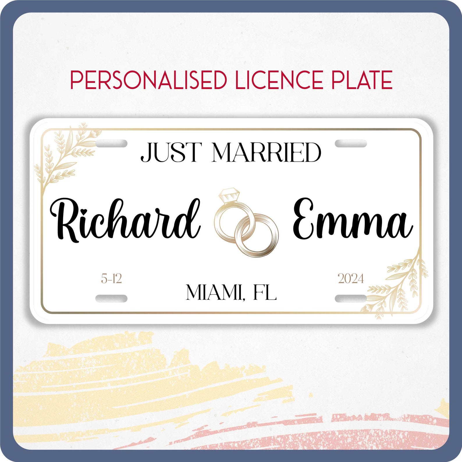 Custom Wedding License Plate, Just Married Car Tag, Personalized ...