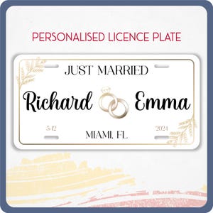 Custom Wedding License Plate, Just Married Car Tag, Personalized ...