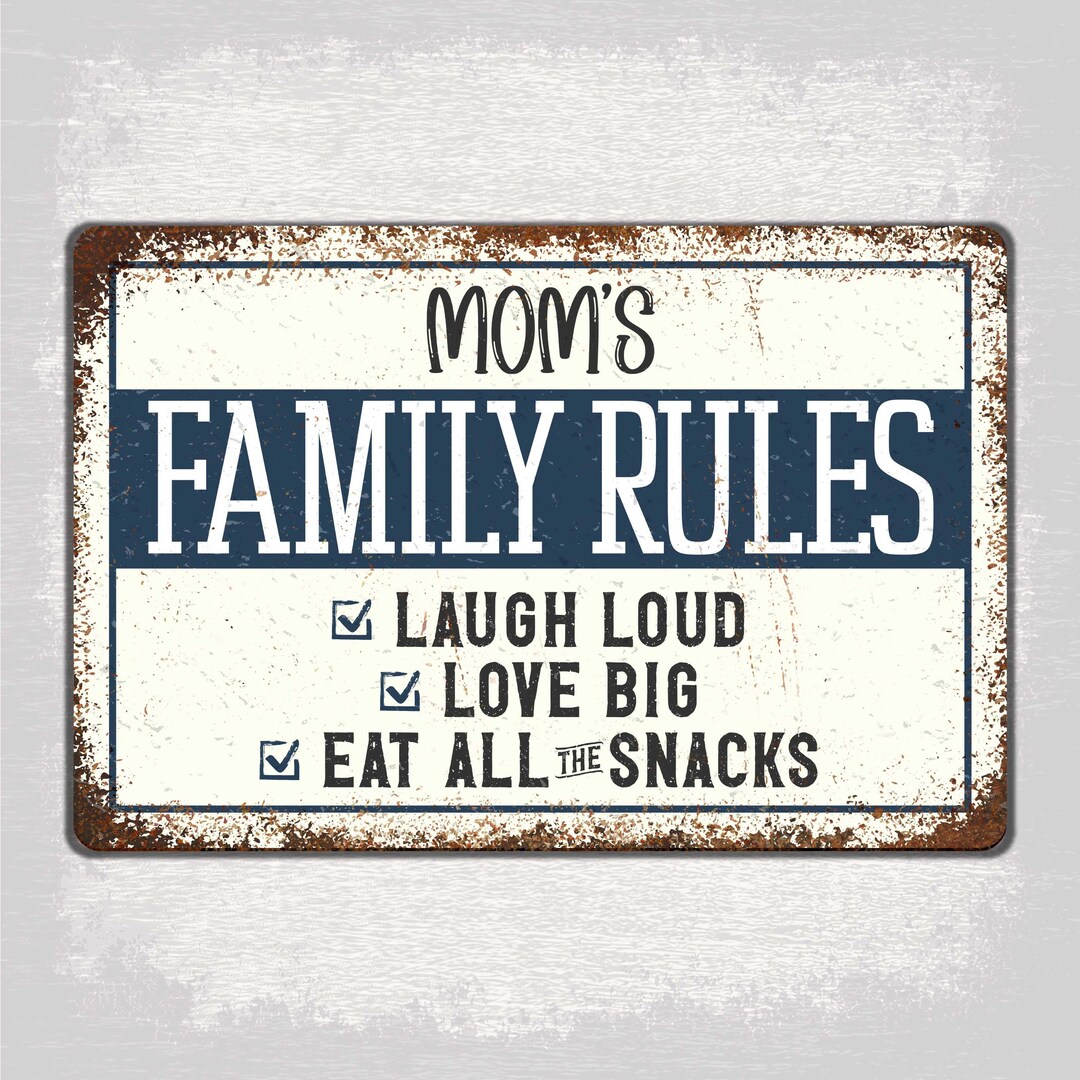 Mom Family Rules Sign, Rustic Farmhouse Decor, Family Wall Art ...