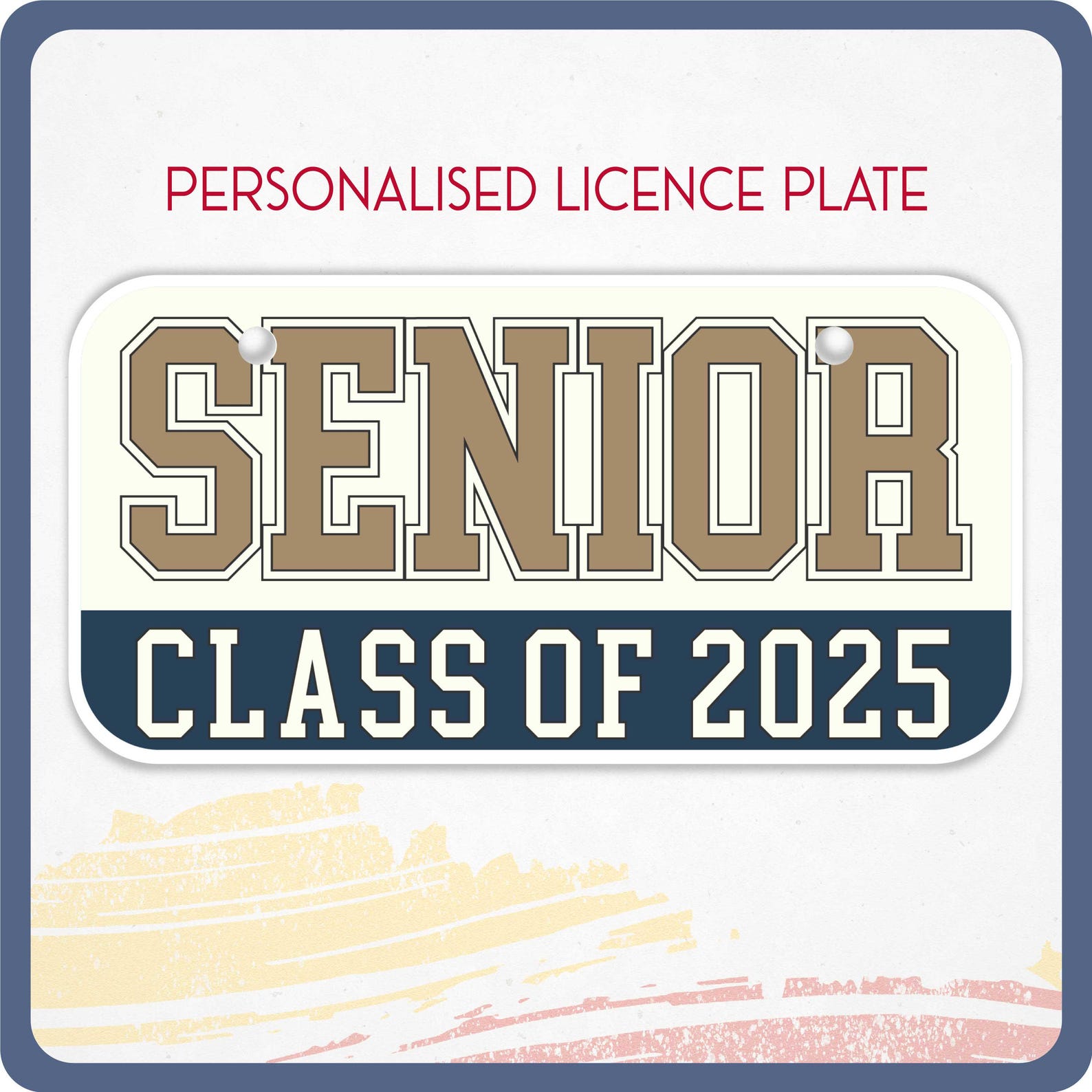 Custom Text Senior Class of 2025 Tag, Personalized Sports Design Vanity ...