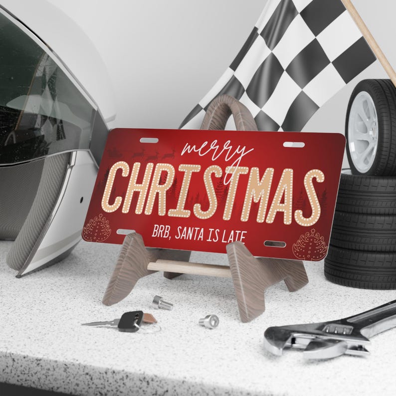 Personalized Merry Christmas License Plate, Festive Santa Vanity Car ...