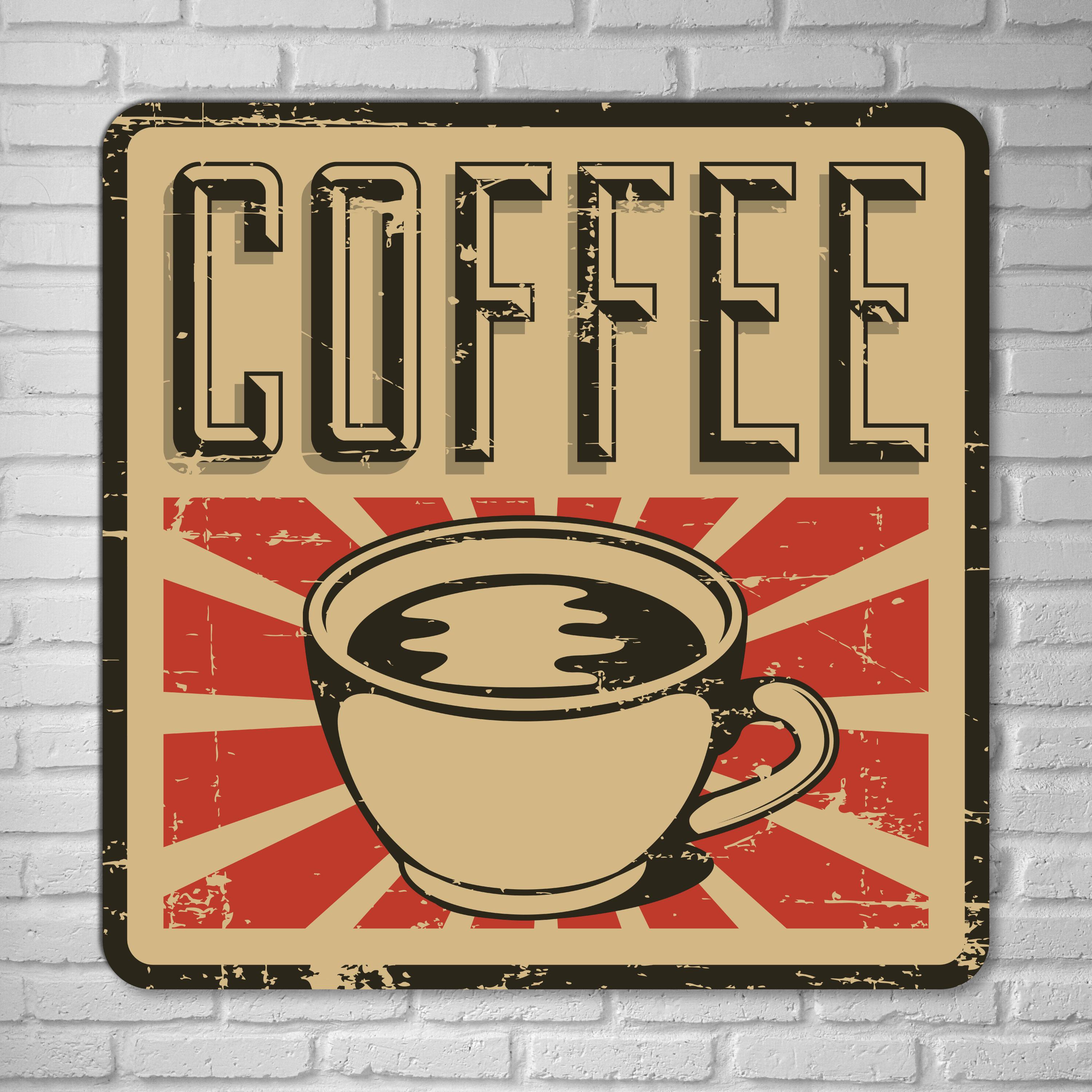 Vintage Coffee Aluminum Sign – Retro Espresso Plaque for Kitchen, Café ...