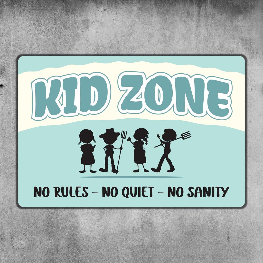 Kids Zone Metal Sign, Kids Room Sign, No Rules, No Sanity Kids Room ...
