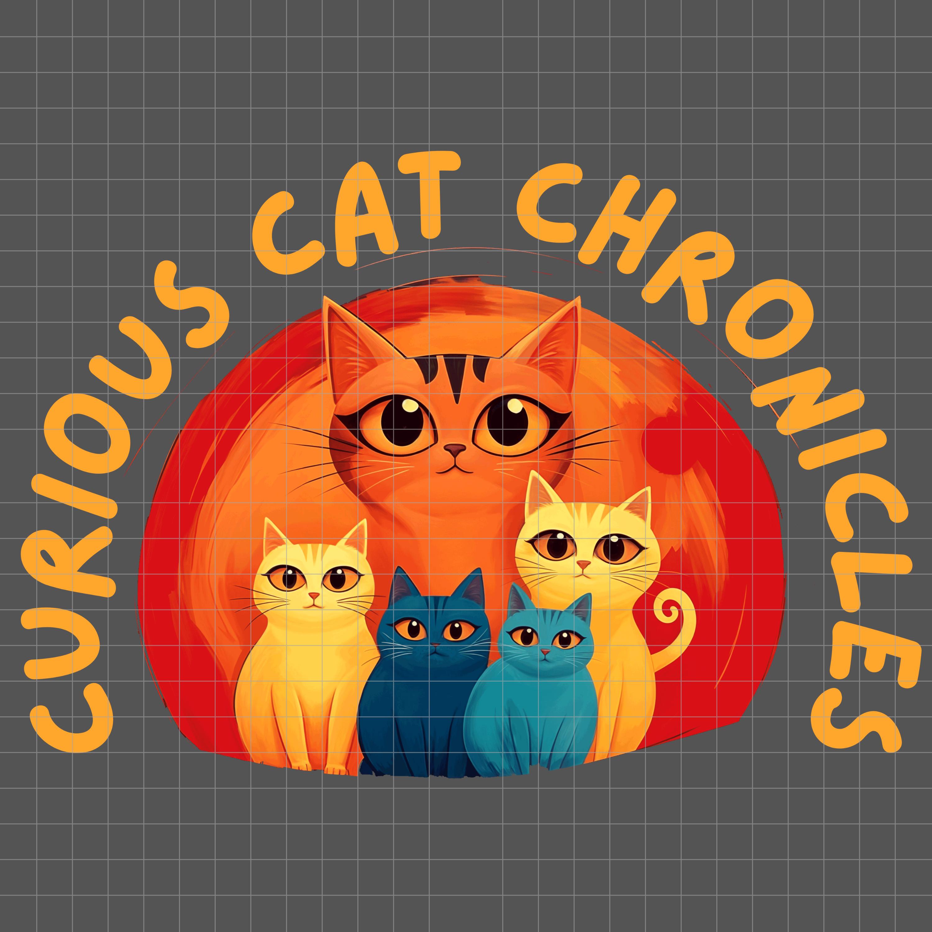 Curious Cat Chronicles PNG SVG, Grumpy Cute Colorful Kitten Cats Png ...
