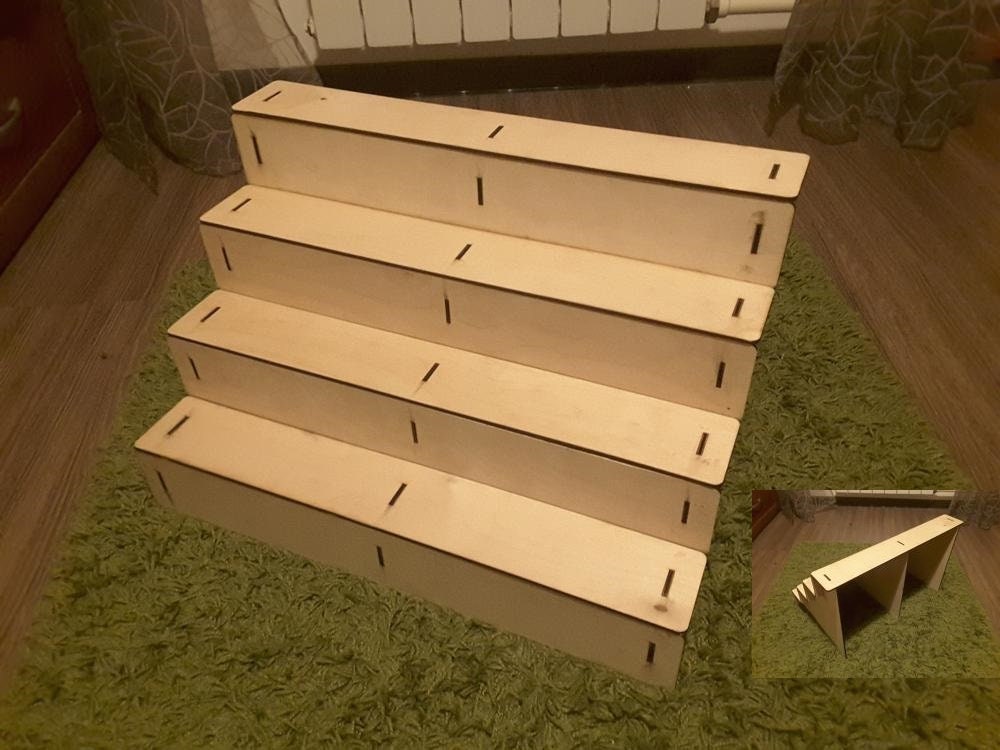 Laser Cut Step Stand Display Rack Digital Vector Glowforge Laser Cnc ...