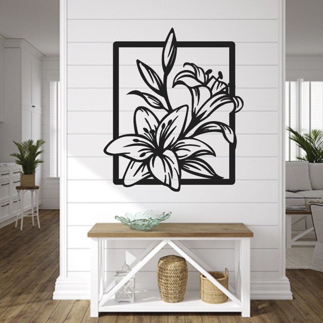 Lily Flowers Floral Laser Cut Svg Dxf Files Wall Sticker Engraving ...