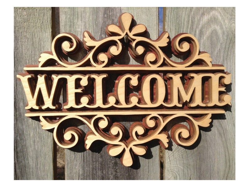 Laser Cut Multi Layer Welcome Sign Wall Art CDR File Glowforge Laser ...
