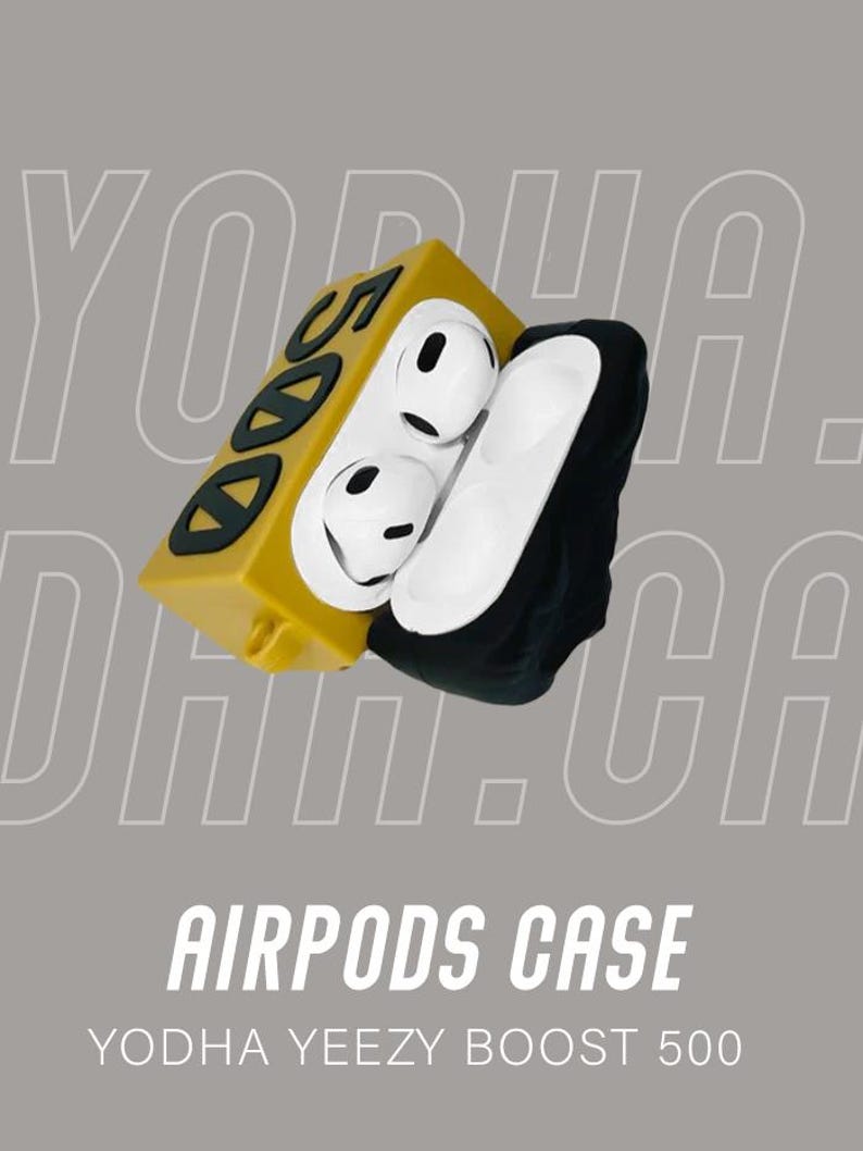 Shoe Box Design Sneaker Inspired Custom Air Pods Case YEEZY BLACK 500 ...