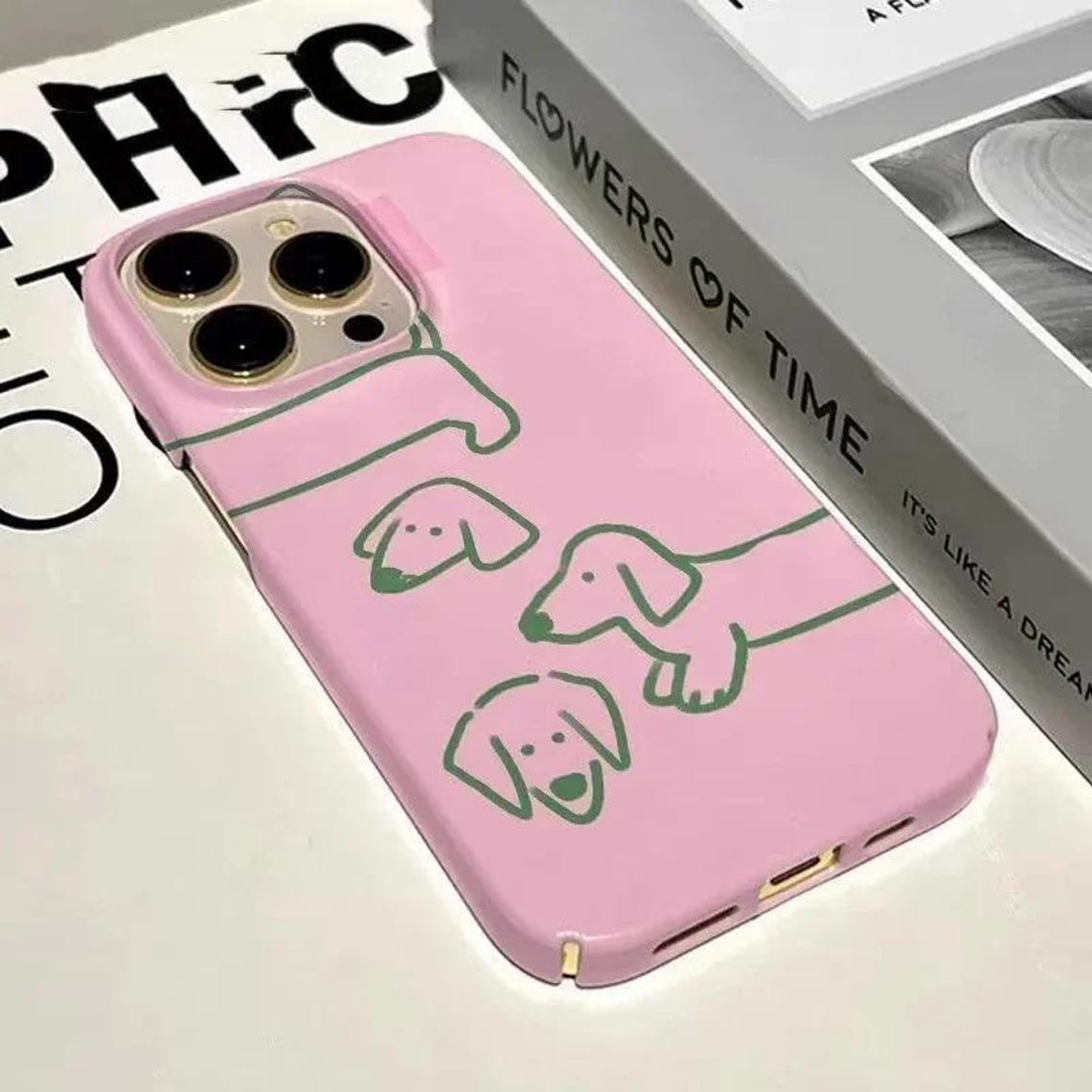 Simple Pink Dachshund Dog Case for iPhone 16PRO MAX 15 14 13 PRO 13 Pro ...