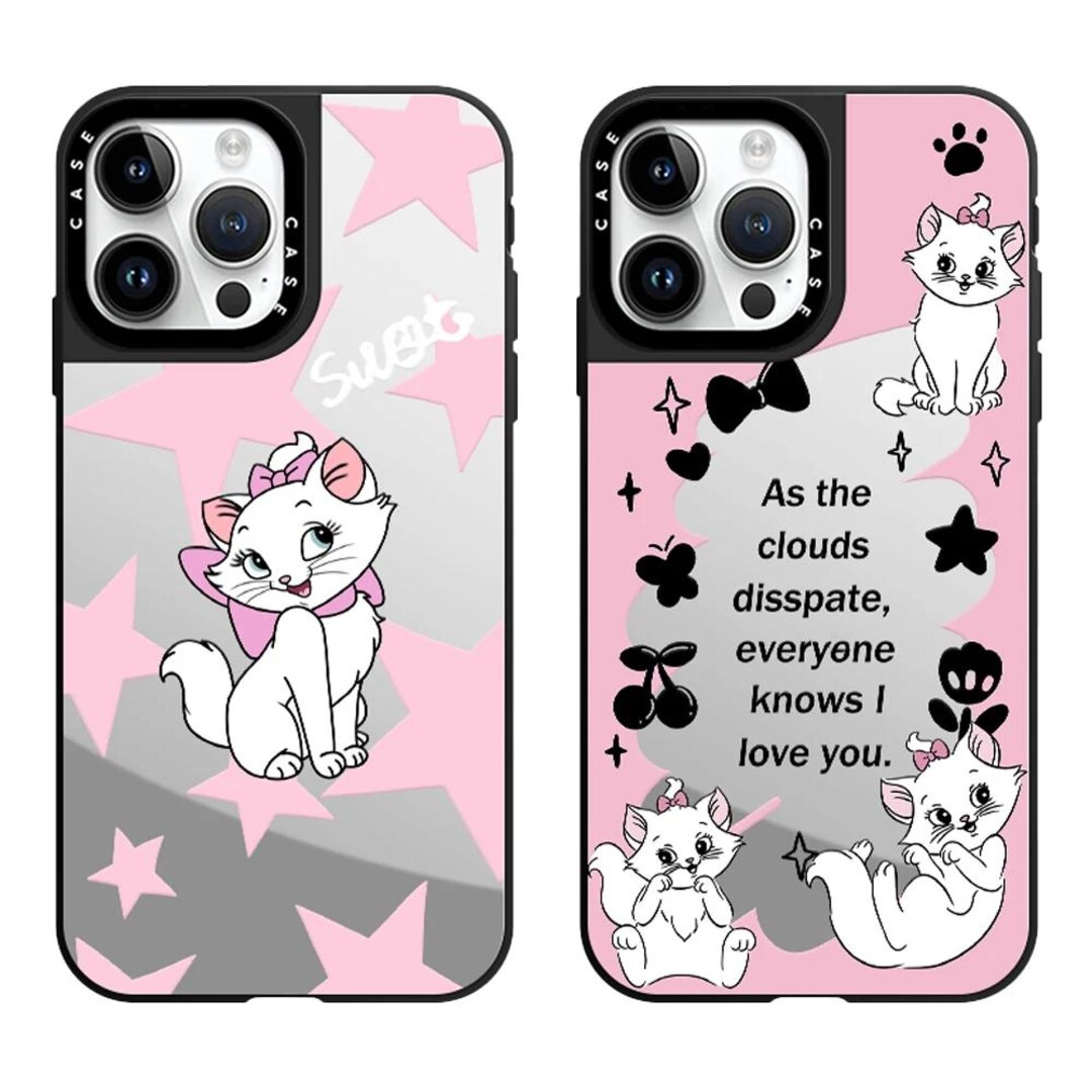 Disney Beauty Marie Cat Cute Mirror Phone Case for iPhone 16 15 14 13 ...