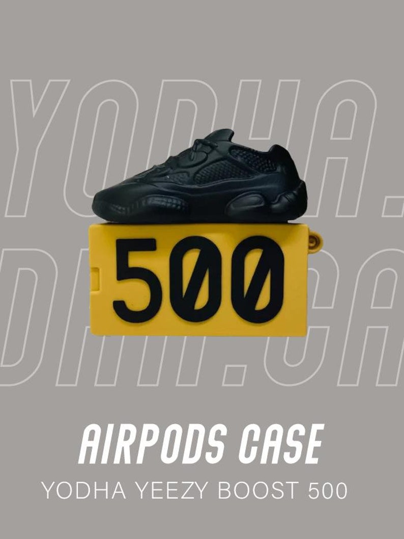 Shoe Box Design Sneaker Inspired Custom Air Pods Case YEEZY BLACK 500 ...